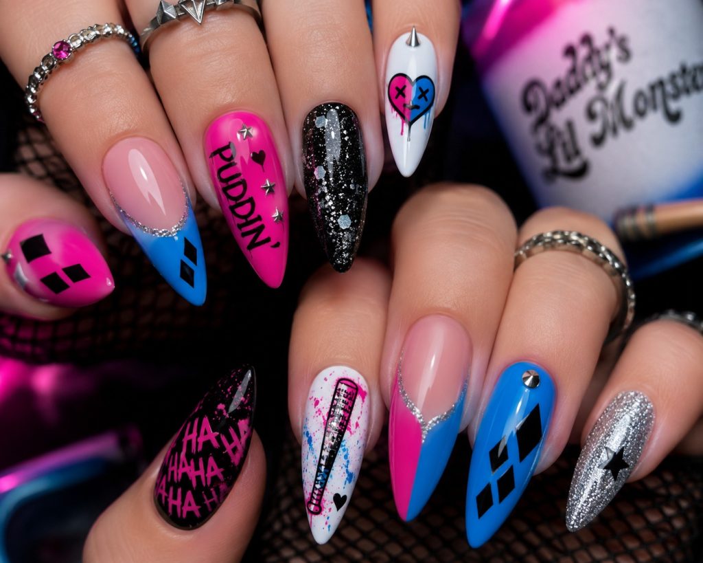35 Harley Quinn Nail Designs That Are Cute, Crazy, and Totally Iconic ...